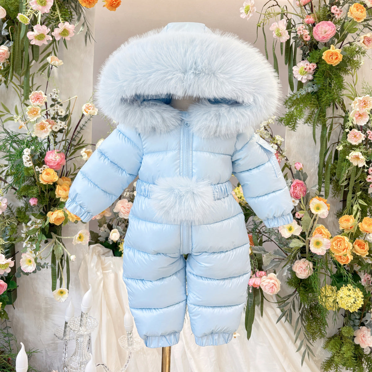 Signature Unisex winter Snowsuit with Synthetic fur trim in Baby Blue ...