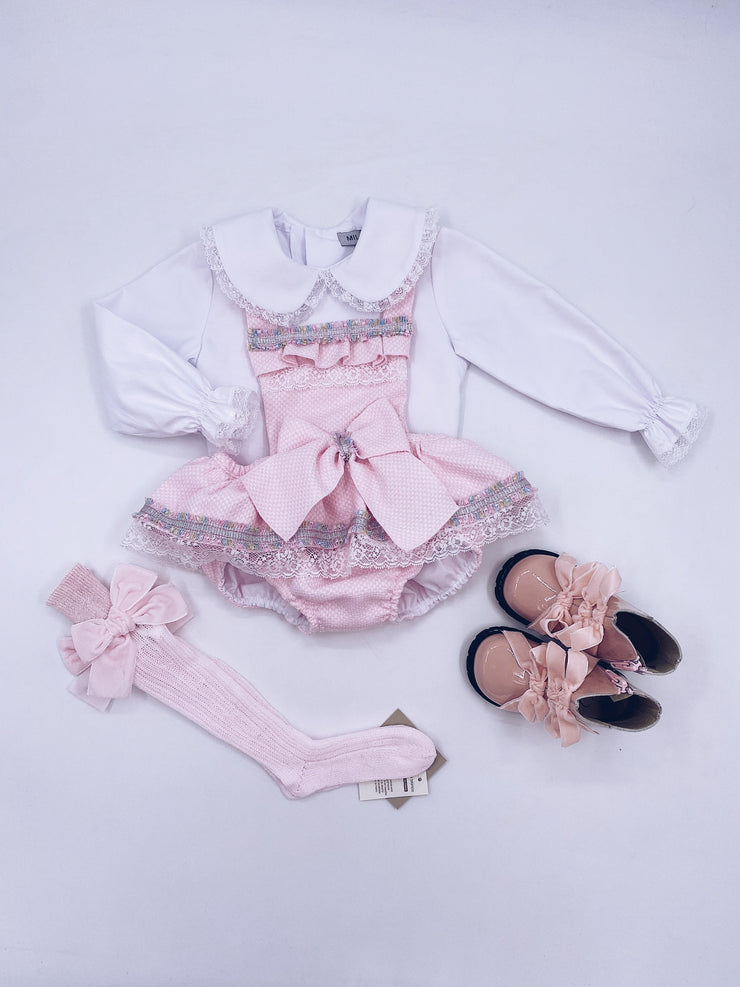 Beautiful Pink Jam pants and Blouse 2 piece set with pretty lace detai ...